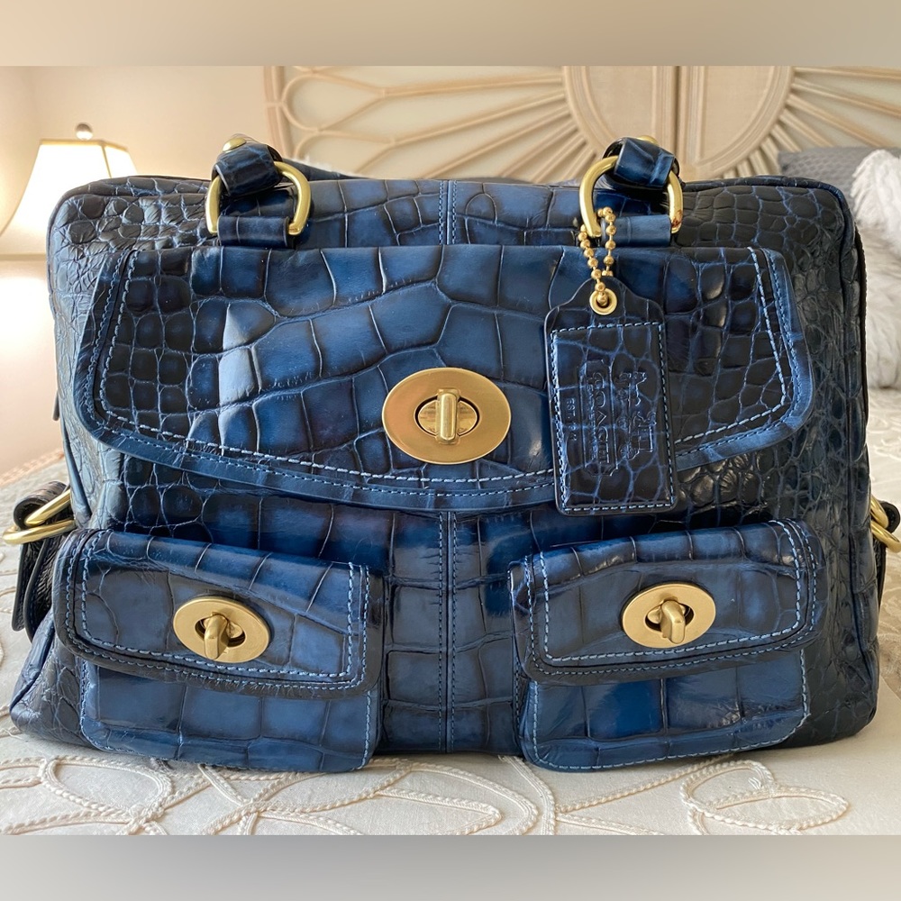 Coach Rare Vintage Blue Croc Embossed Legacy Leather … - Gem